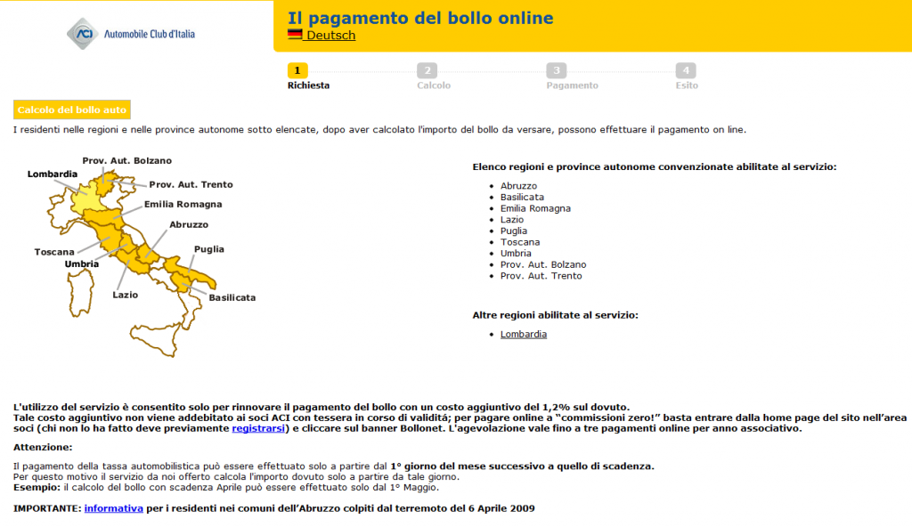 Pagamento bollo auto internet